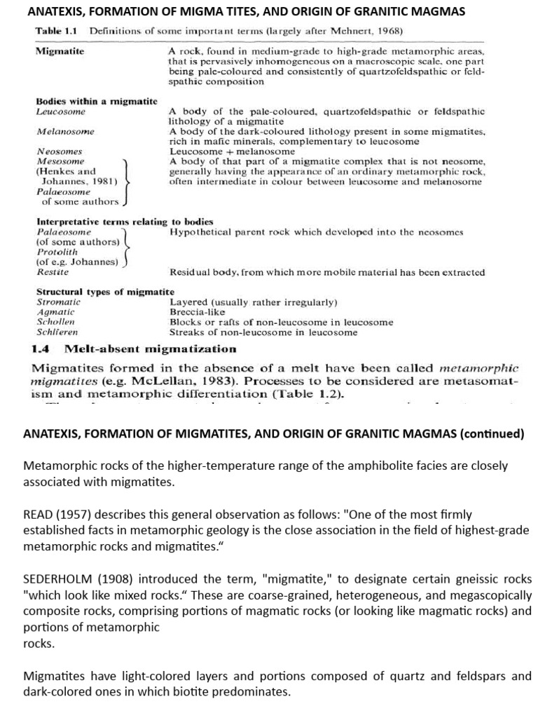 Anatexis and Migmatite Formation | PDF | Rock (Geology) | Granite