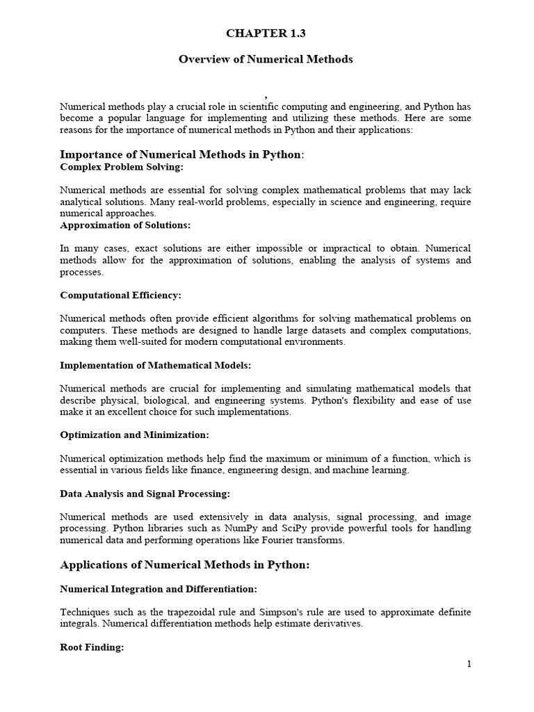 Overview of Numerical Methods | PDF | Numerical Analysis | Partial Differential Equation