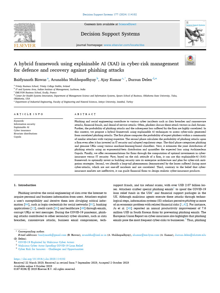 A Hybrid Framework Using Explainable AI (XAI) in Cyber-Risk Management ...
