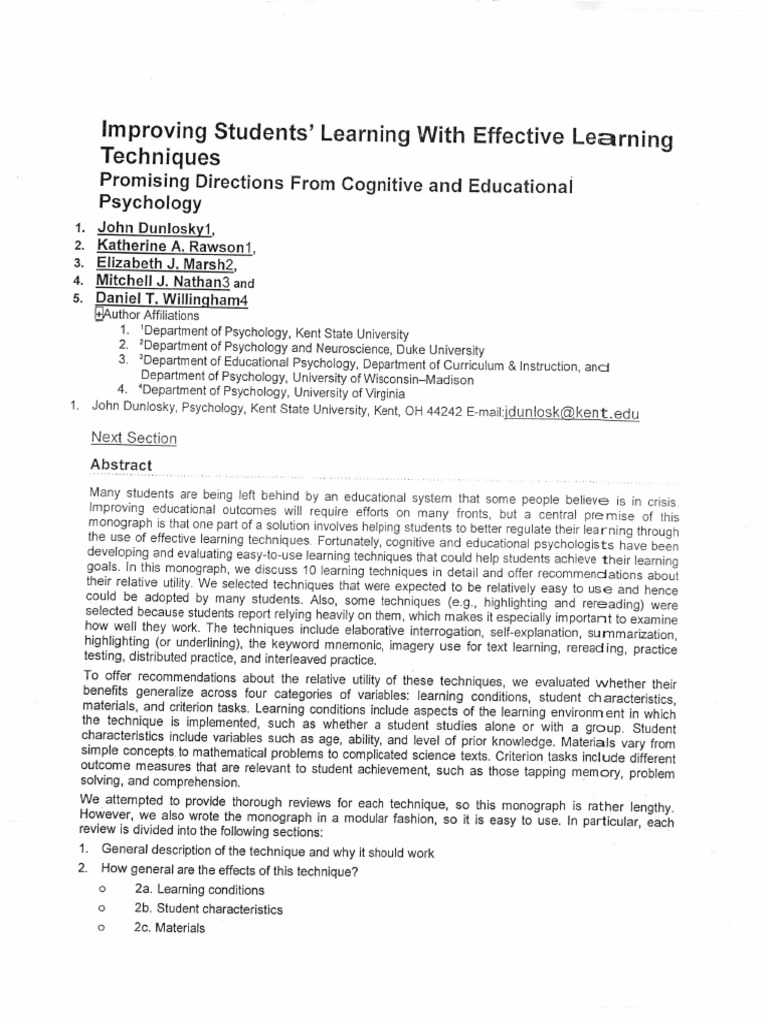 Improving Students Learning With Effective Learning | PDF | Learning | Psychology