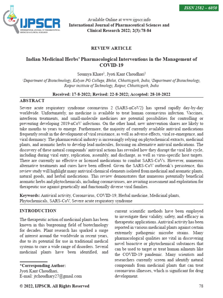 02 IJPSCR 2022 0004 Revised | PDF | Antiviral Drug | Virus