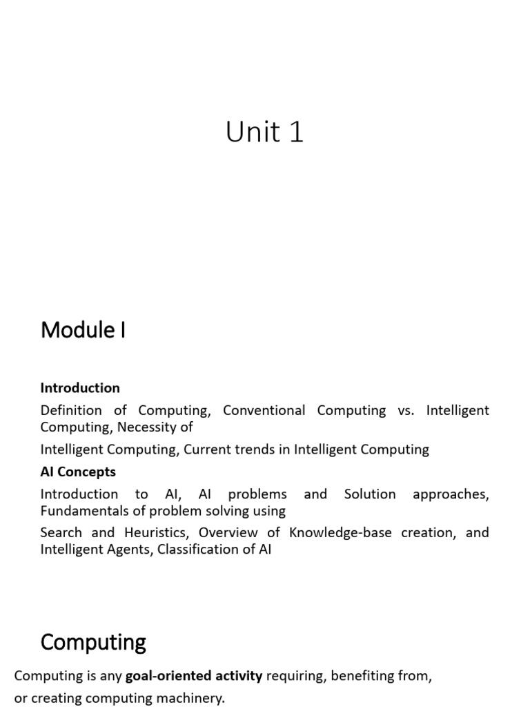 Unit1 - New | PDF | Artificial Intelligence | Intelligence (AI) & Semantics