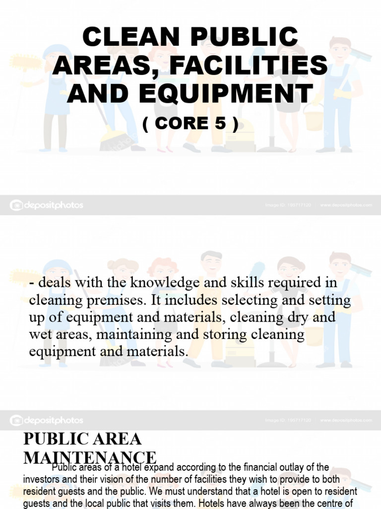 CORE 5 Clean Public Areas, Facilities and Equipment | PDF | Vacuum ...