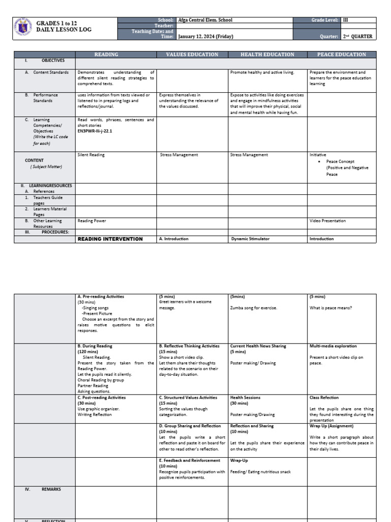 Catch Up Friday Log Sample | PDF