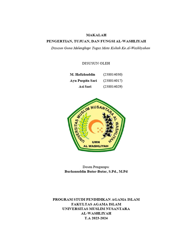 Tujuan dan Fungsi Al-Washliyah | PDF