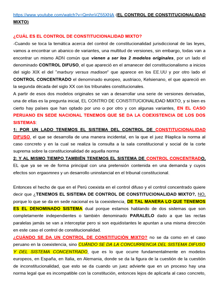 Control Constitucional Mixto: Análisis | PDF | Constitución | Ley politica