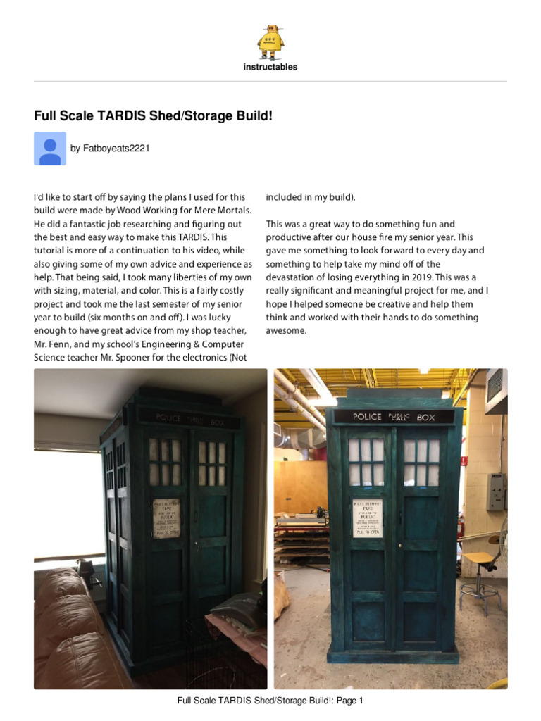 Full Scale TARDIS ShedStorage Build | PDF