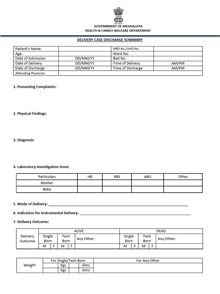 12-Discharge Summary For Delivery Cases | PDF | Social Programs | Medicine