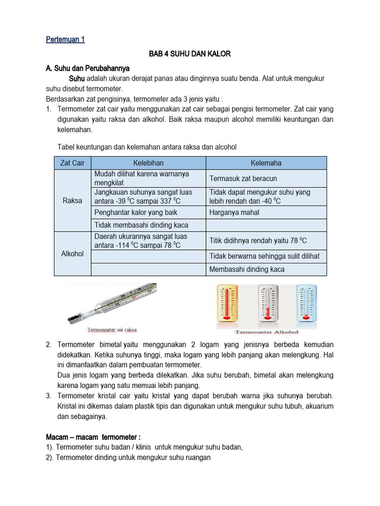 Materi Bab 4 Suhu Dan Kalor | PDF | Sains & Matematika