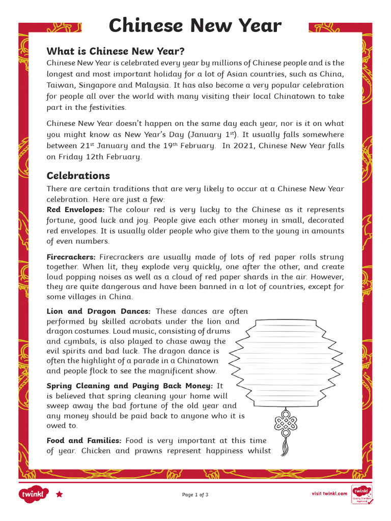Chinese New Year for Kids | PDF | Travel