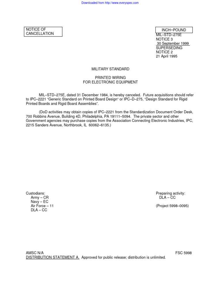 Mil STD 275e - Notice 3 | PDF