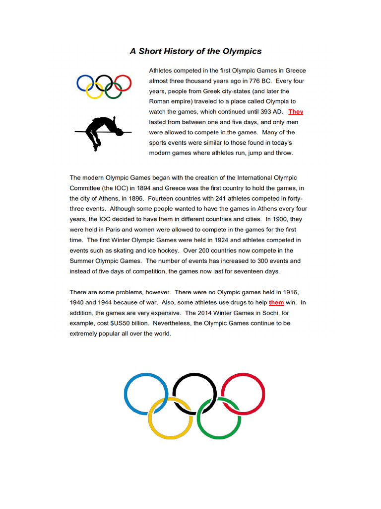 A Short History of The Olympics | PDF