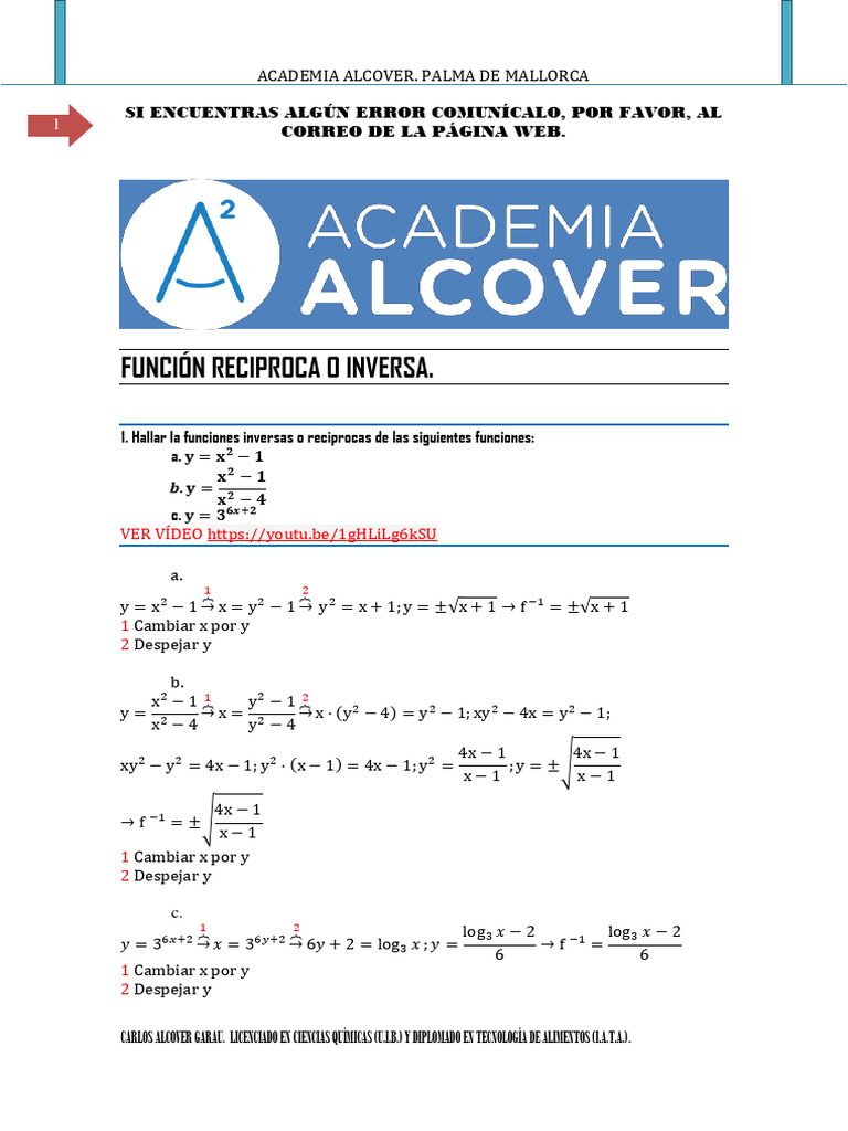 Funciones Inversas: Guía Práctica | PDF