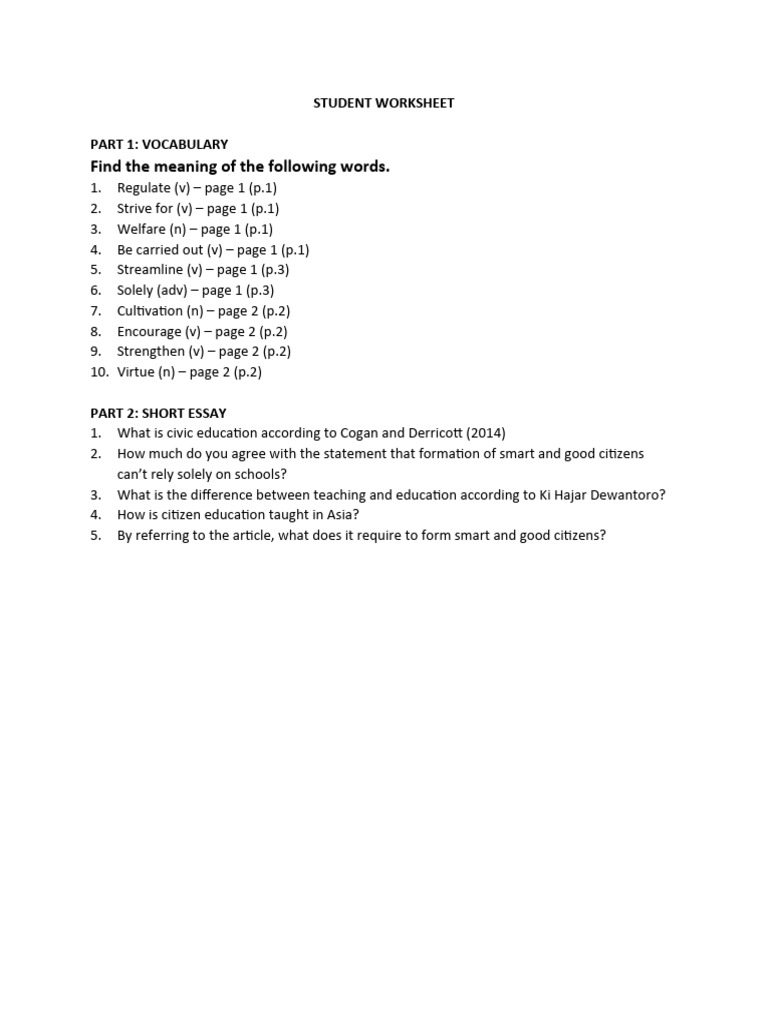 Chapter 2 - Worksheet | PDF | Career & Growth | Social Science