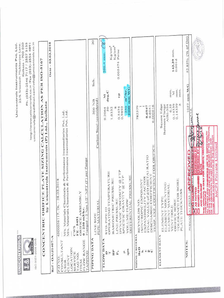 Orifice Drawing Approval | PDF