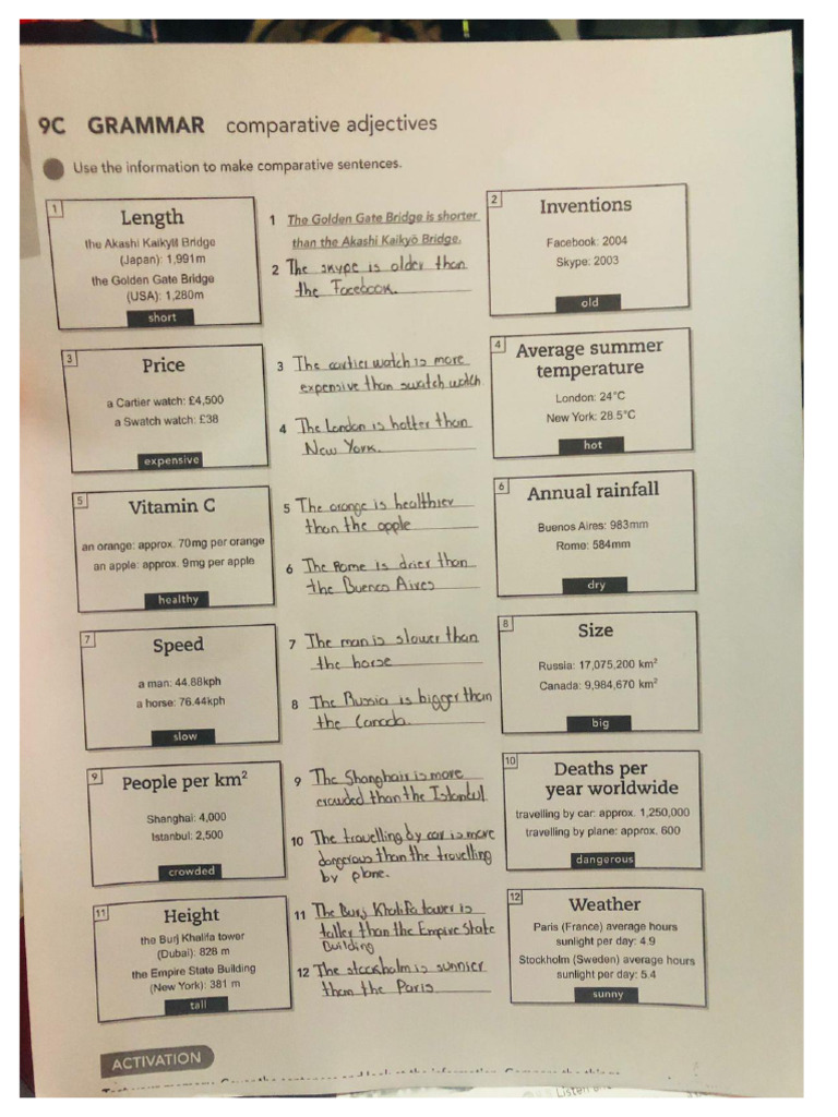Grammar 9C - English File Students Book 4th Edition Level1 | PDF