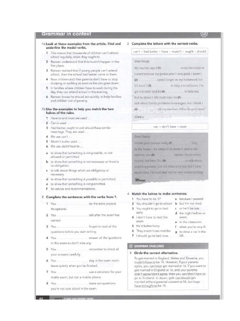 Modals Workbook p42 2 | PDF