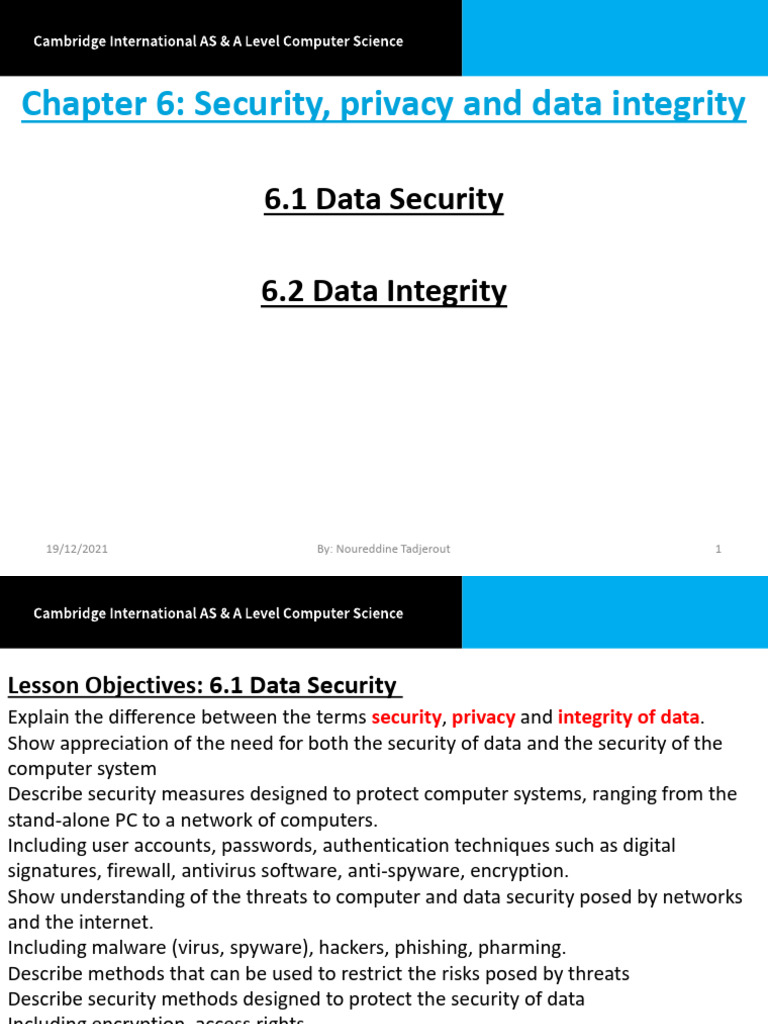 Chapter 6 Security Privacy and Data Integrity | PDF | Malware | Spyware