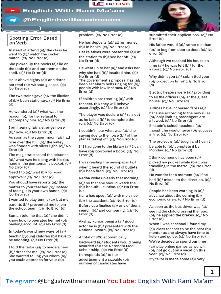 Verb Spotting Errorspdf Pdf 