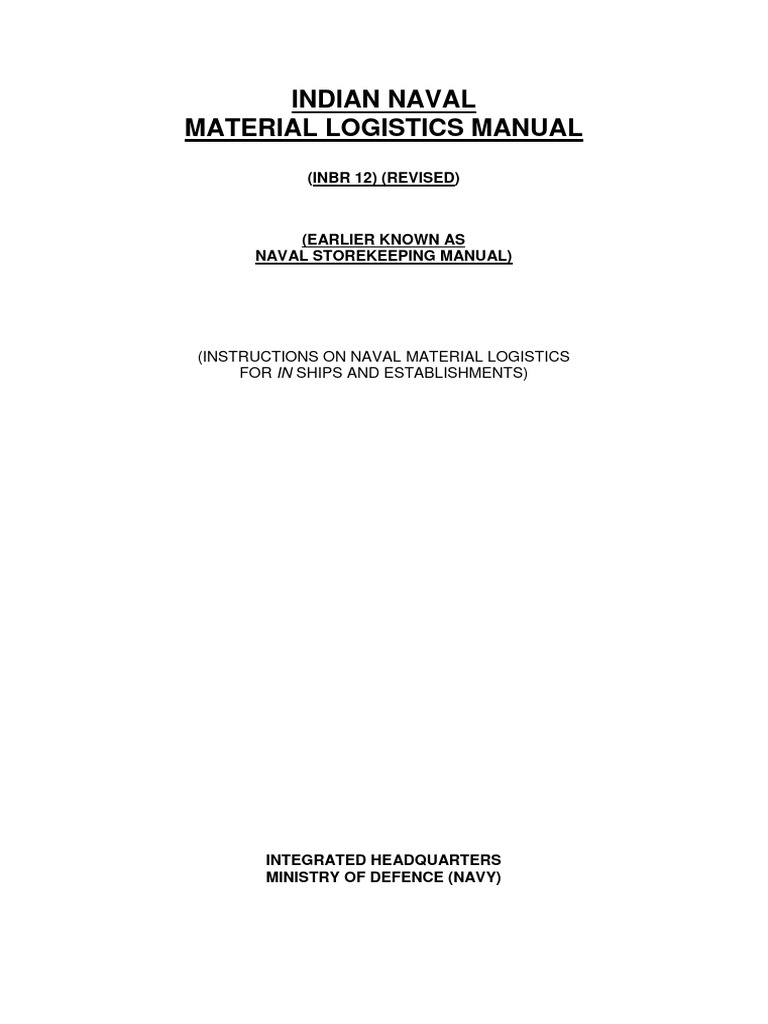 INBR-12 Naval Store Keeping Manual New | PDF