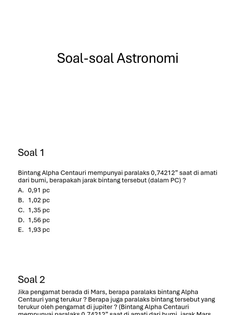 Soal-Soal Astronomi | PDF