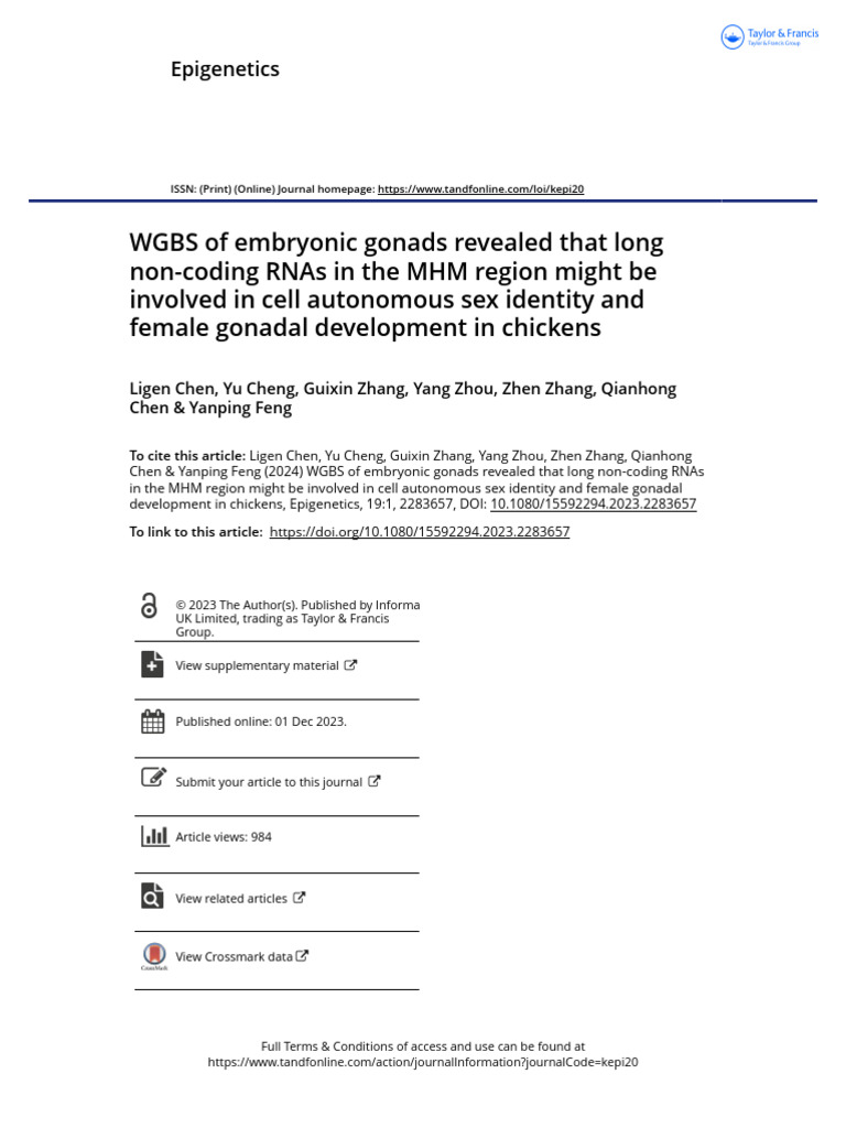 WGBS of Embryonic Gonads Revealed That Long Non-Coding RNAs in The MHM ... WGBS of Embryonic Gonads Revealed That Long Non-Coding RNAs in The MHM ...