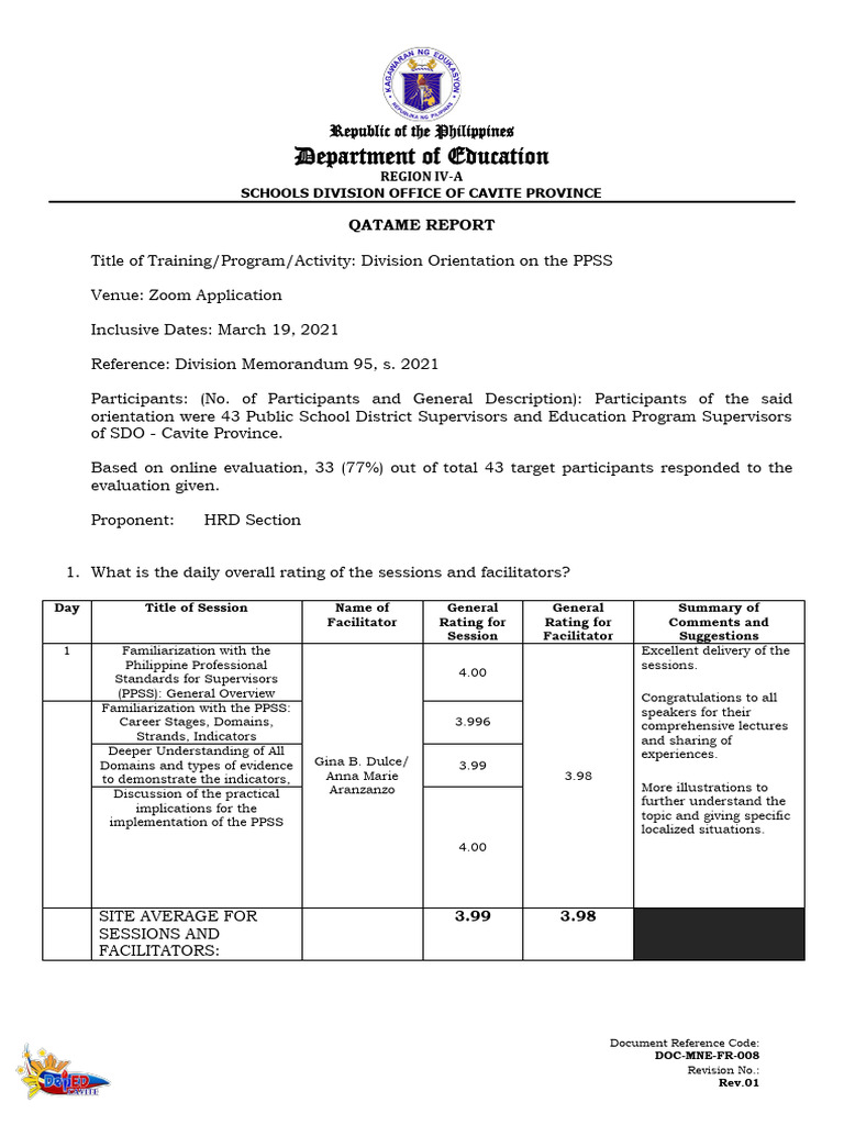 Sample QAME Report | PDF