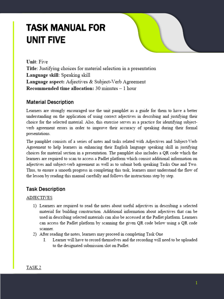 TASK MANUAL FOR Unit 5 | PDF