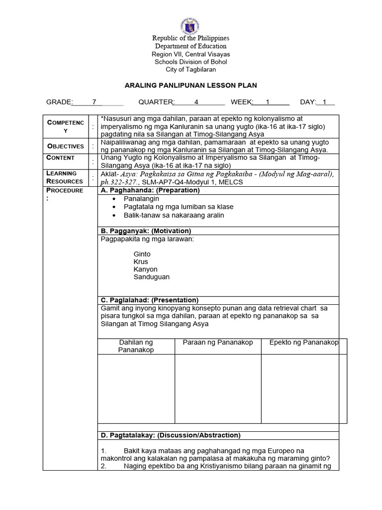Ap7 PLP Q4 WK1 Day1-3 | PDF | Social Science
