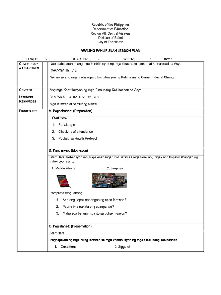 Ap-7 PLP Q2 WK8 Day1-3 | PDF