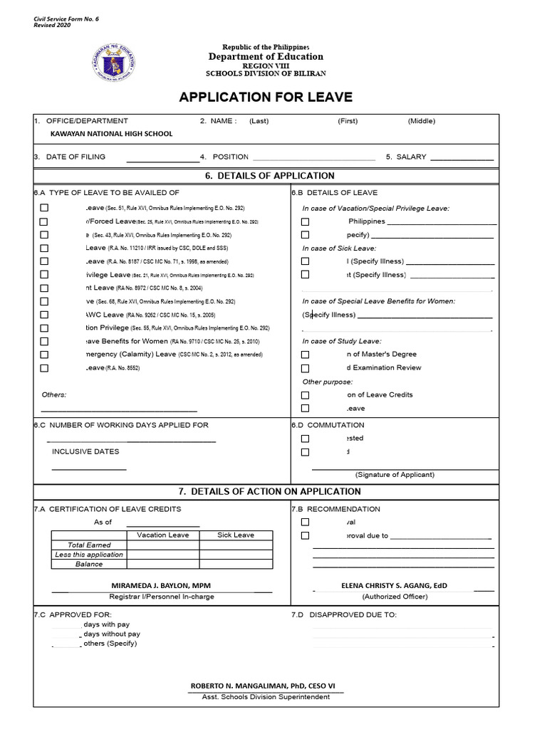 Leave Application Form for Employees | PDF | Social Programs | Government