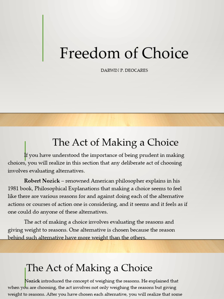 Freedom of Choice | PDF | Reason | Weight