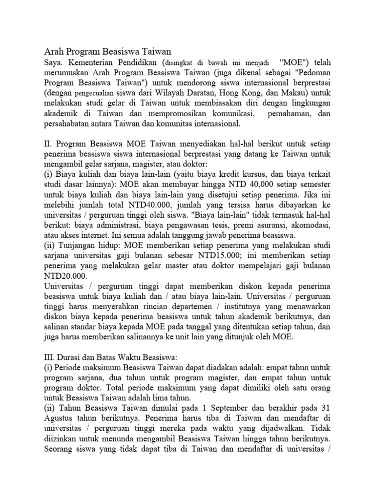 Arah Program Beasiswa Taiwan | PDF | Karier & Perkembangan