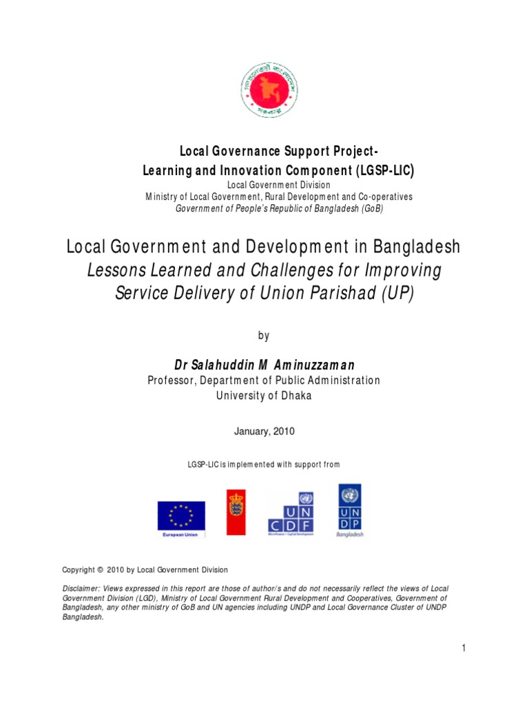 Local Government and Development in Bangladesh: Lessons Learned ...