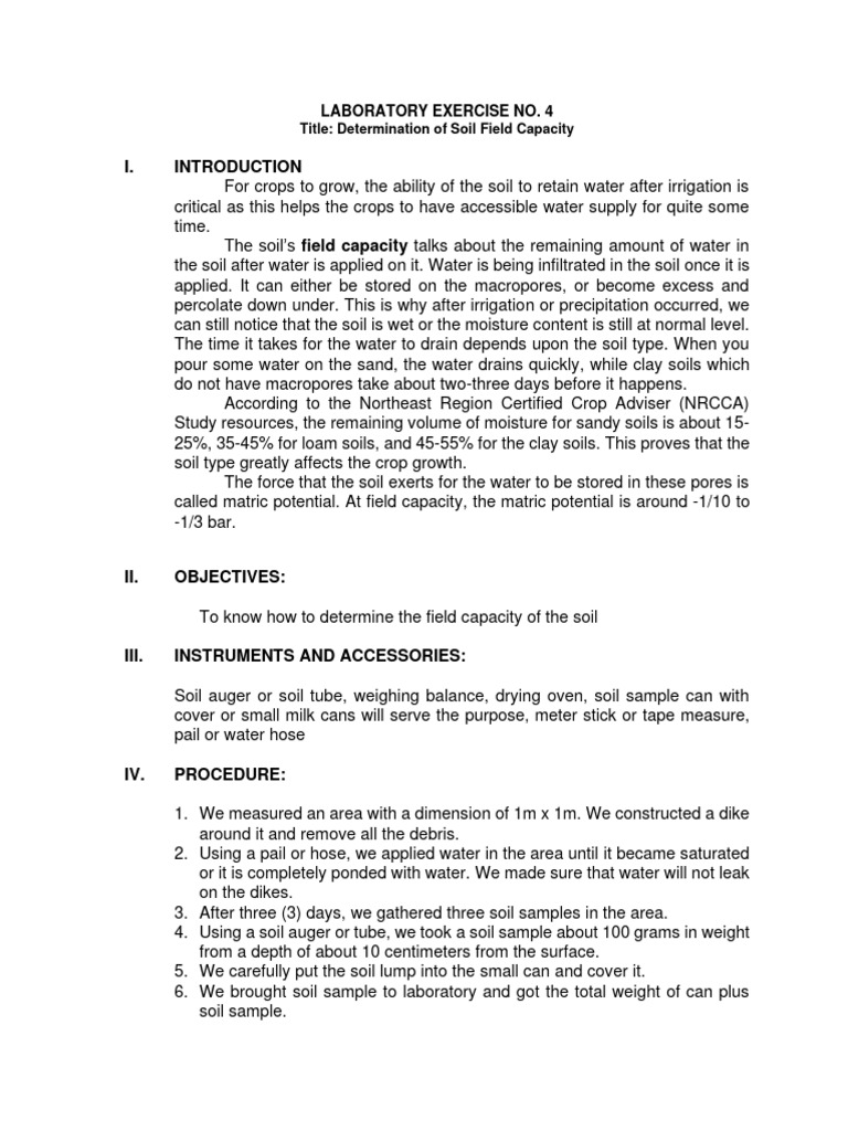 4-Field Capacity | Download Free PDF | Soil | Water