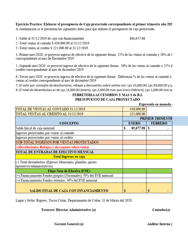 Ejercicio 1 - Flujo Neto de Caja Proyectado - Excel Financiero - 12 BTP ...