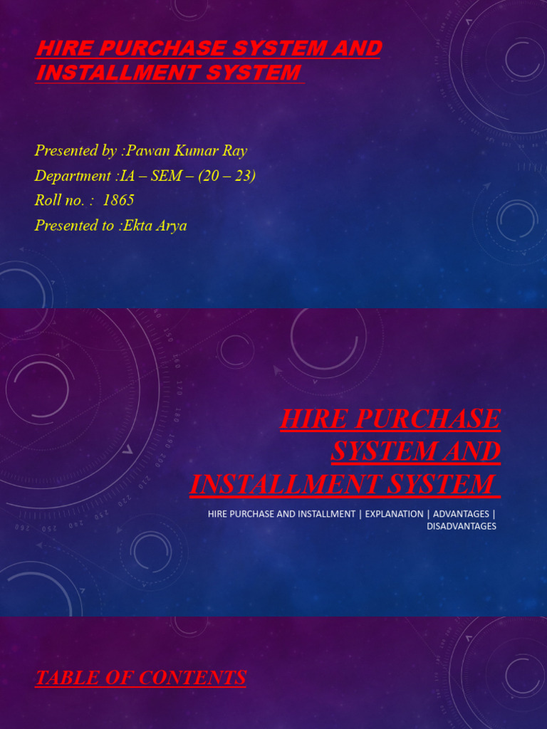 hire Purchase System and installment system | PDF | Business Process ...