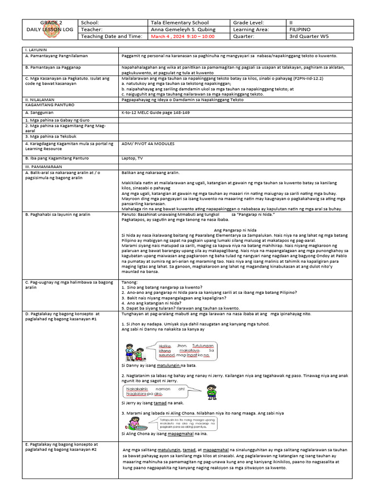 Filipino Q3 W5 D1 5 | PDF