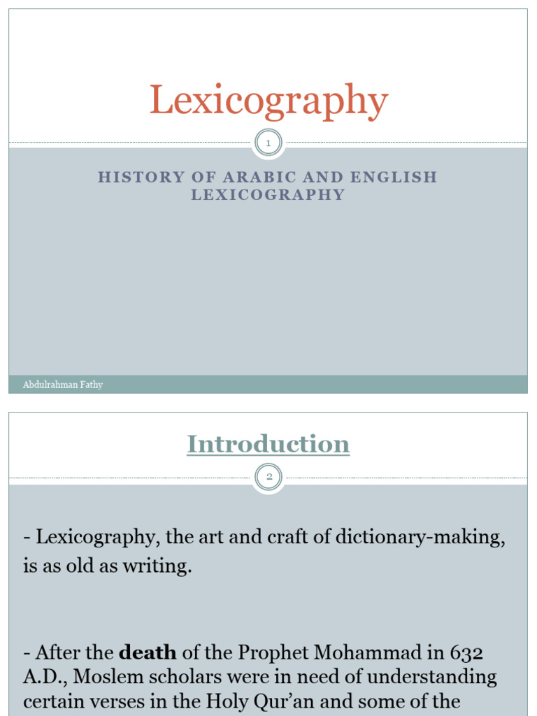 History of Arabic and English Lexicography Power | PDF | Dictionary ...