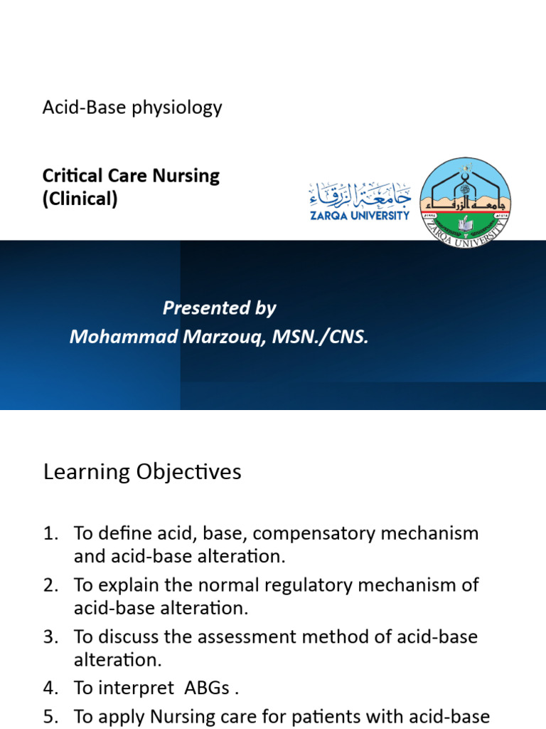Acid-Base Balance and ABG Interprepation (L1 L2) ) | PDF | Bicarbonate ...