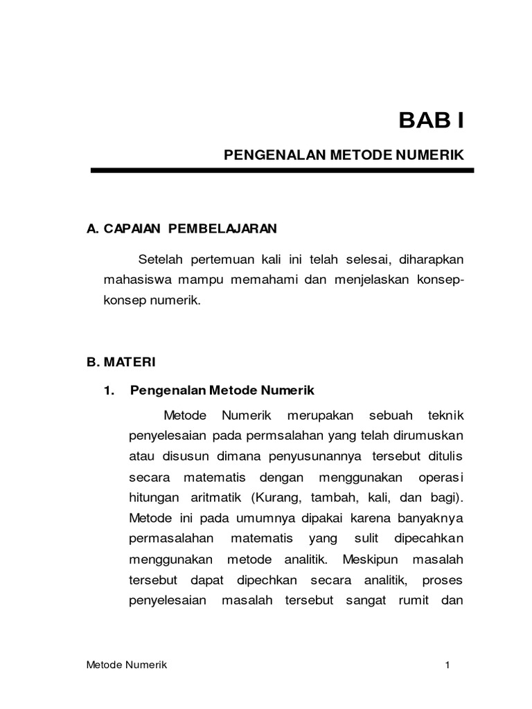 22TIF0213 - METODE NUMERIK - Part1 | PDF