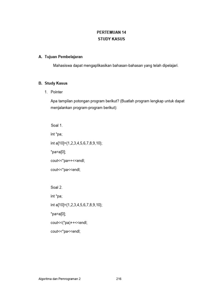 Study Kasus Pemrograman dan Algoritma | PDF | Metode & Bahan Ajar | Komputer