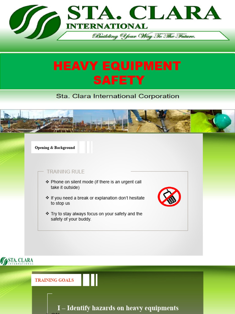 Heavy Equipment Safety Training Guide | PDF | Personal Protective ...
