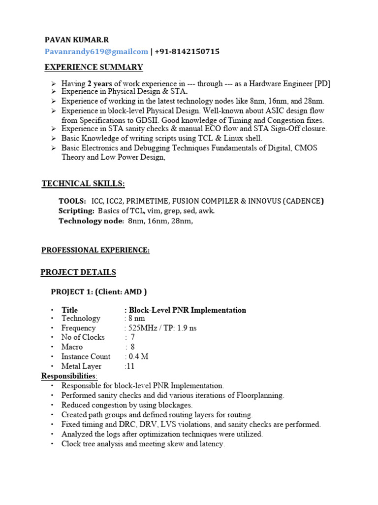 Pavan - PD Updated Resume | PDF | Computer Engineering | Computing