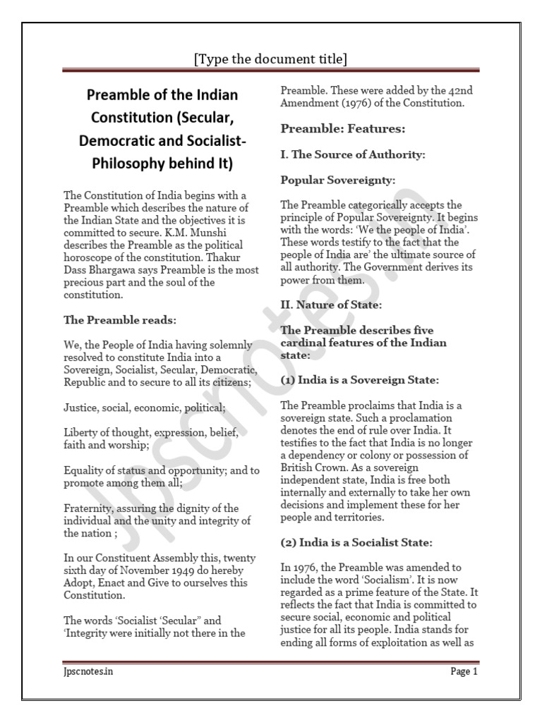 CrackJPSC Mains Paper IV Module AIndian Constitution Polity 1 | PDF | Public Law | Political Science