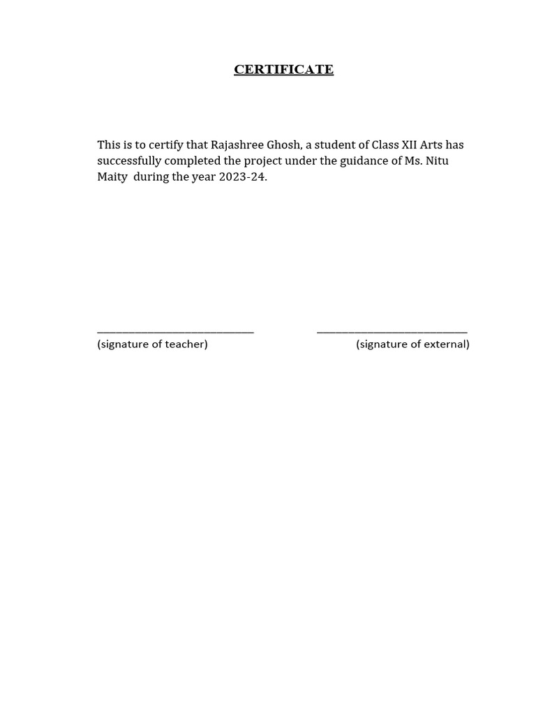Project Completion Certificate for Rajashree Ghosh | PDF | Career ...