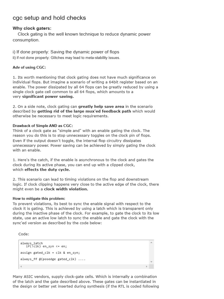 Suresh's Official Blog... - CGC Setup and Hold Checks | PDF