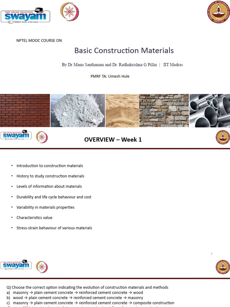 Overview of Basic Construction Materials | PDF | Concrete | Cement