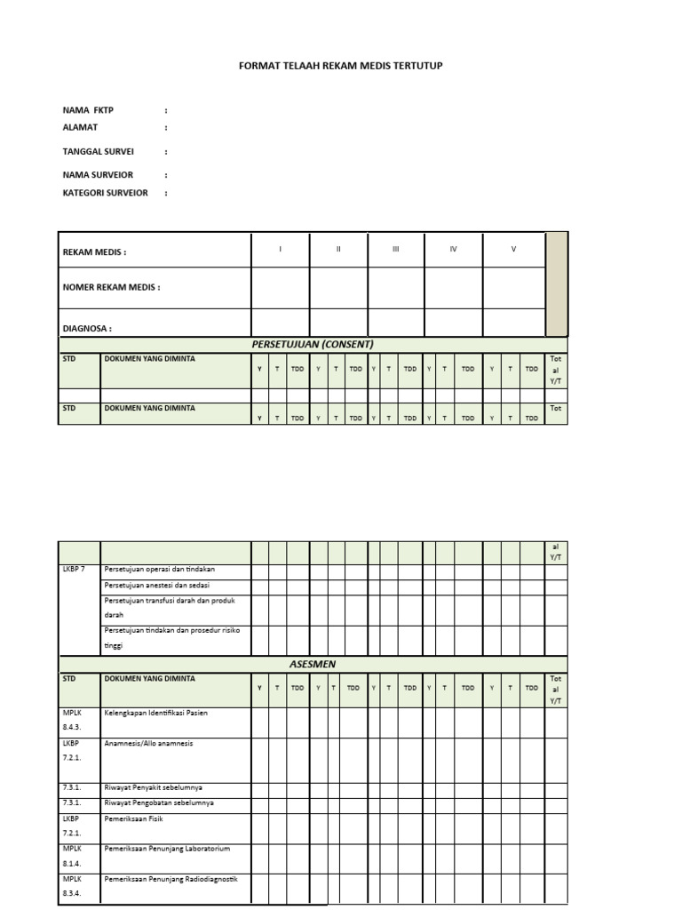 Format Telaah Rekam Medis Tertutup | PDF