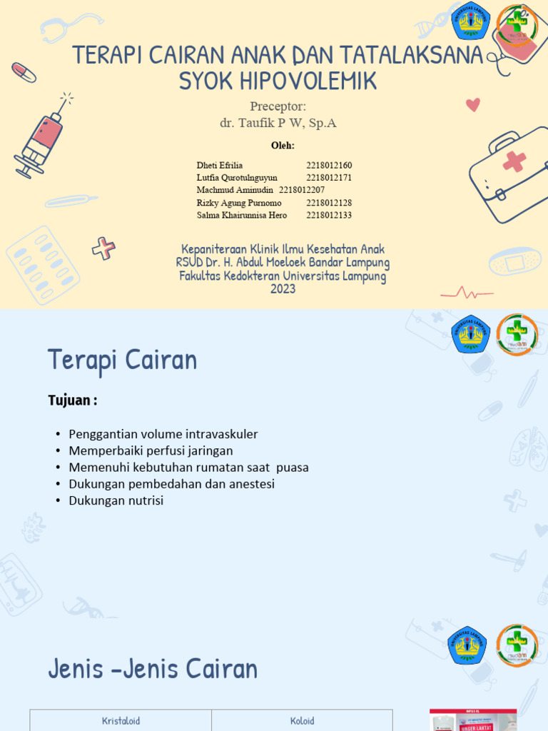 CT Kelompok 8 - Terapi Cairan Dan Syok Hipovolemik | PDF | Kesehatan ...